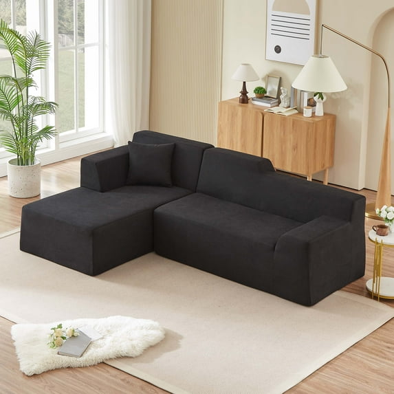 Miniyam 96" Boxed Sectional Sofa, Expands to Full Size, L-Shape Design ...