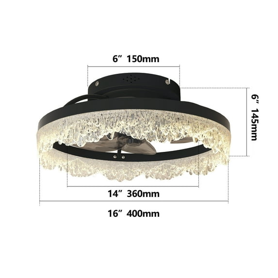 Miniyam Ceiling Fan Modern Style – Crystal Ring Design with Dimmable ...