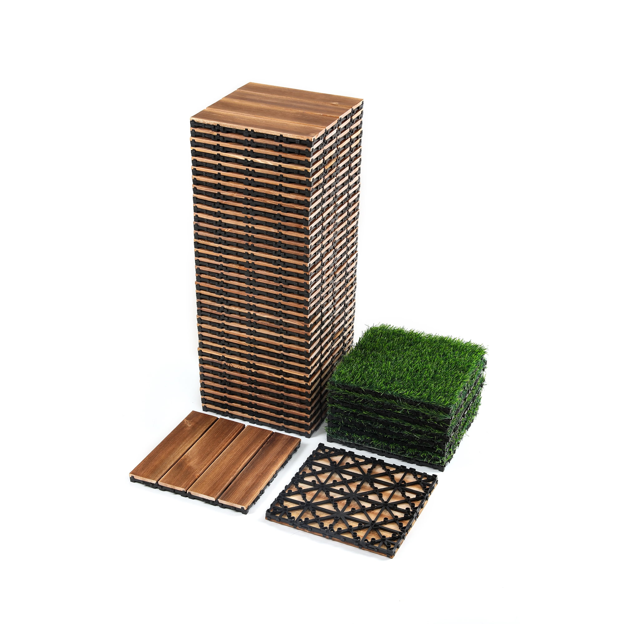 Miniyam Interlocking Patio Deck Tiles, 44 Pack, Outdoor Waterproof All ...