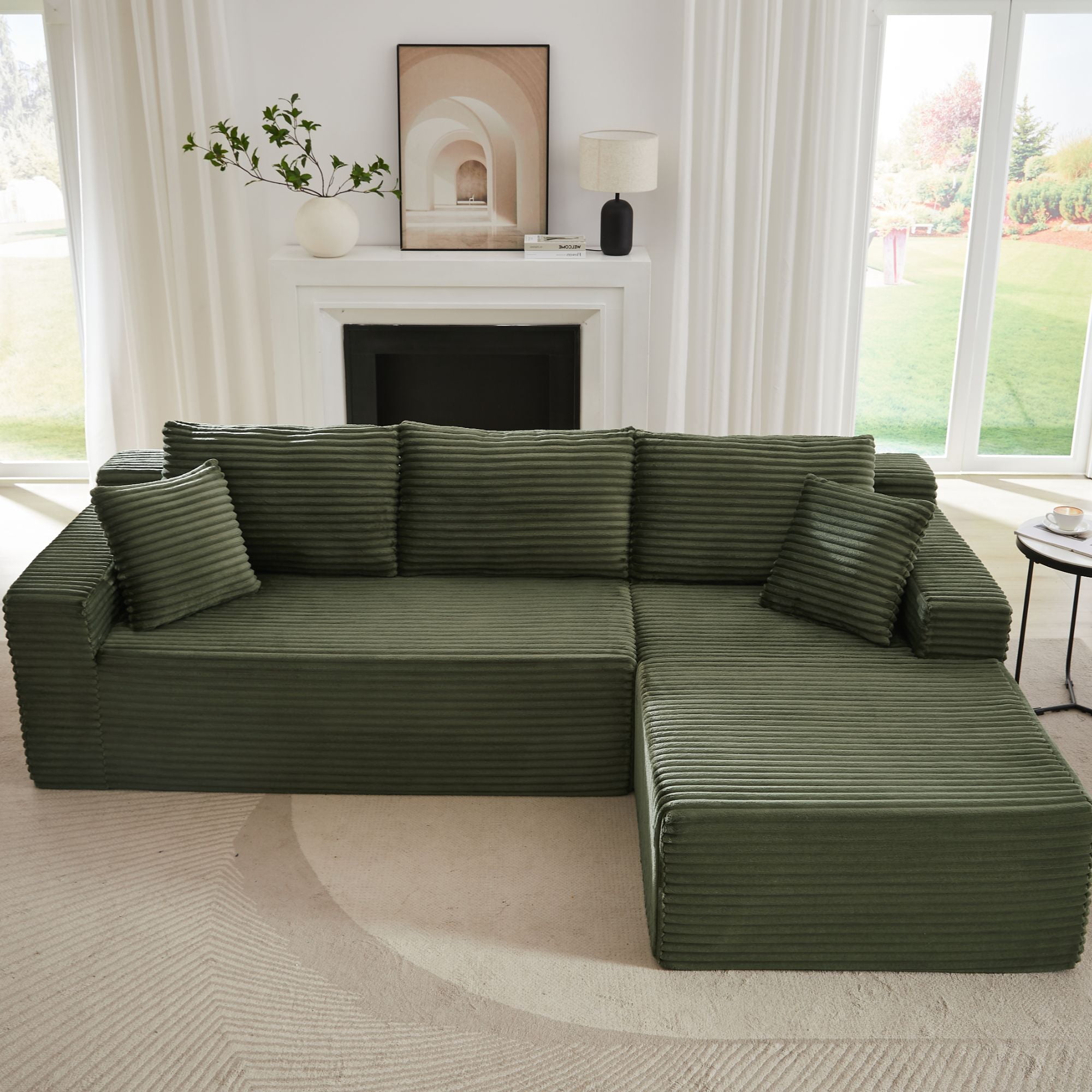 Miniyam L-Shaped Cloud Sectional Sofa with Deep Seat, 3 Seats Modular ...