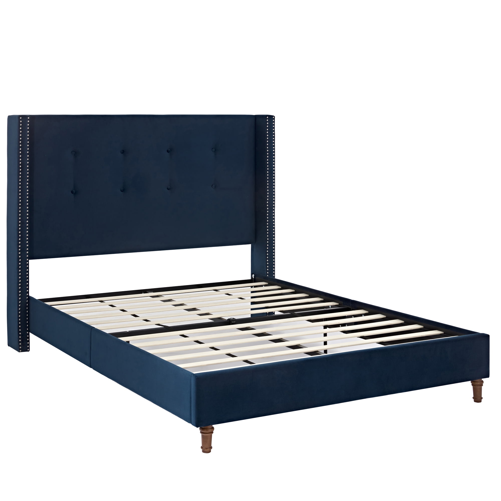 Miniyam Queen Size Wingback Platform Bed - Headboard - Blue - Walmart.com