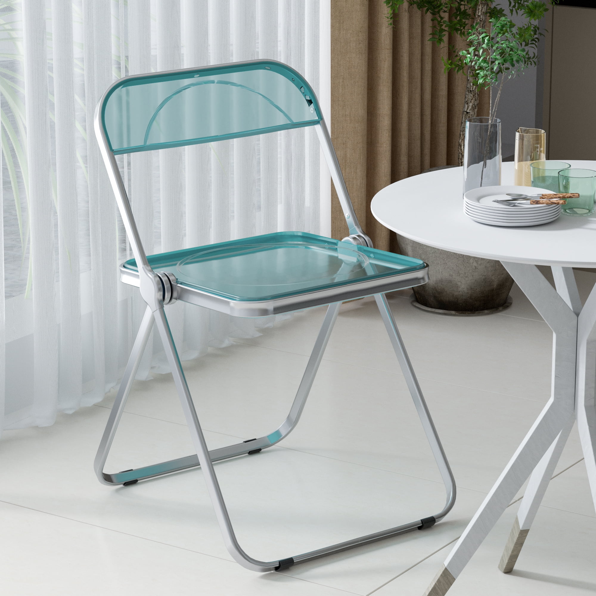 Miniyam Stackable Folding Chair, Transparent Acrylic, Chrome Frame, 1 ...