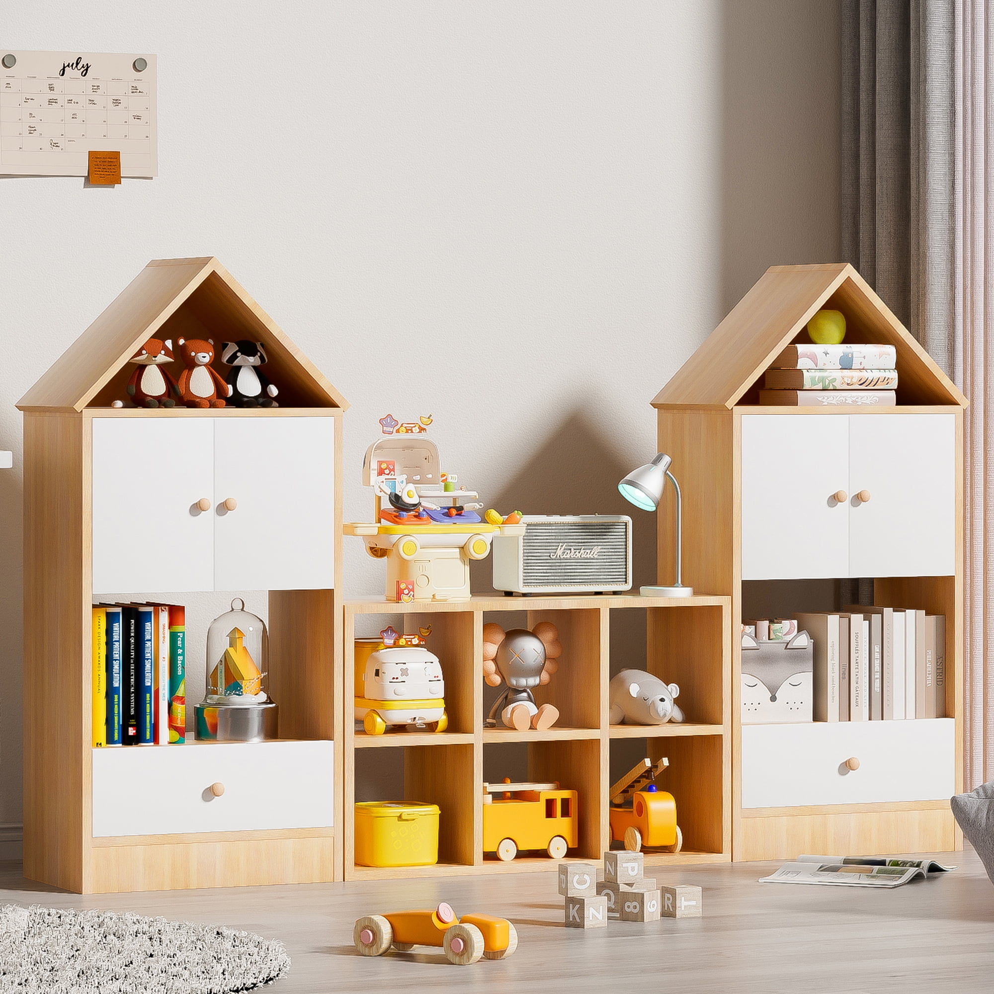 Miniyam Versatile Bookshelf, House-Shaped Storage Organizer for Kids ...