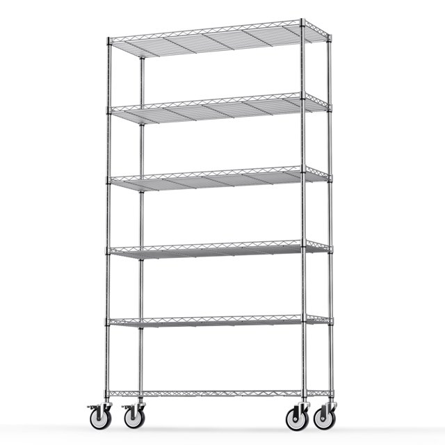 Miniyam Wire Shelving Unit with Wheels Steel, 6 Tier 2100LBS Heavy Duty ...