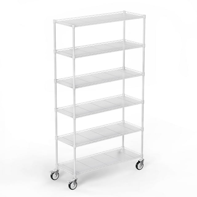Miniyam Wire Shelving Unit with Wheels Steel, 6 Tier 2100LBS Heavy Duty ...