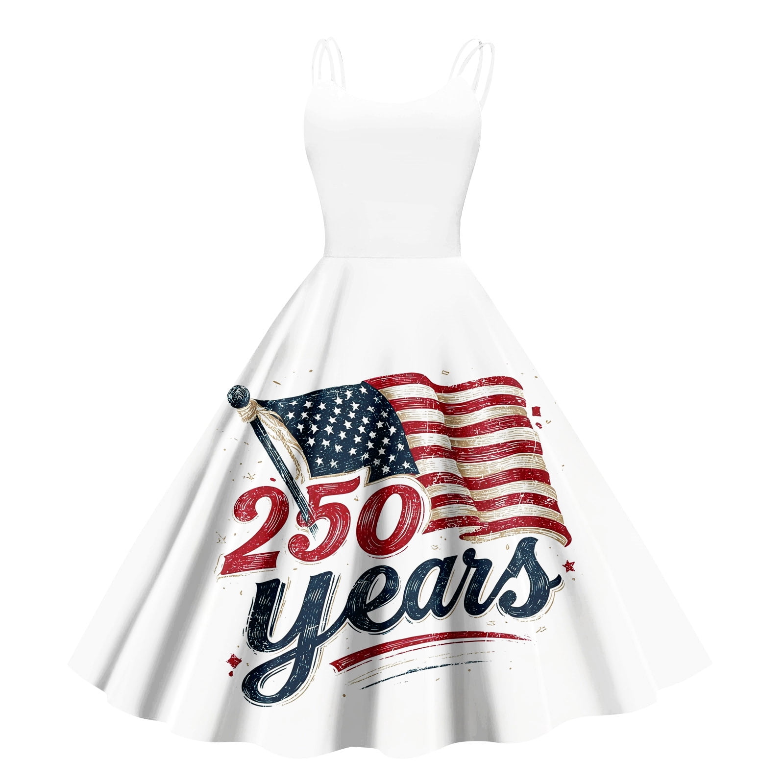 Minjewel 4th of July Summer Dress - Off Shoulder Punk Retro Print ...