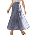 Minjewel Long Skirts for Women Elegant Mesh Patchwork Maxi Skirt ...