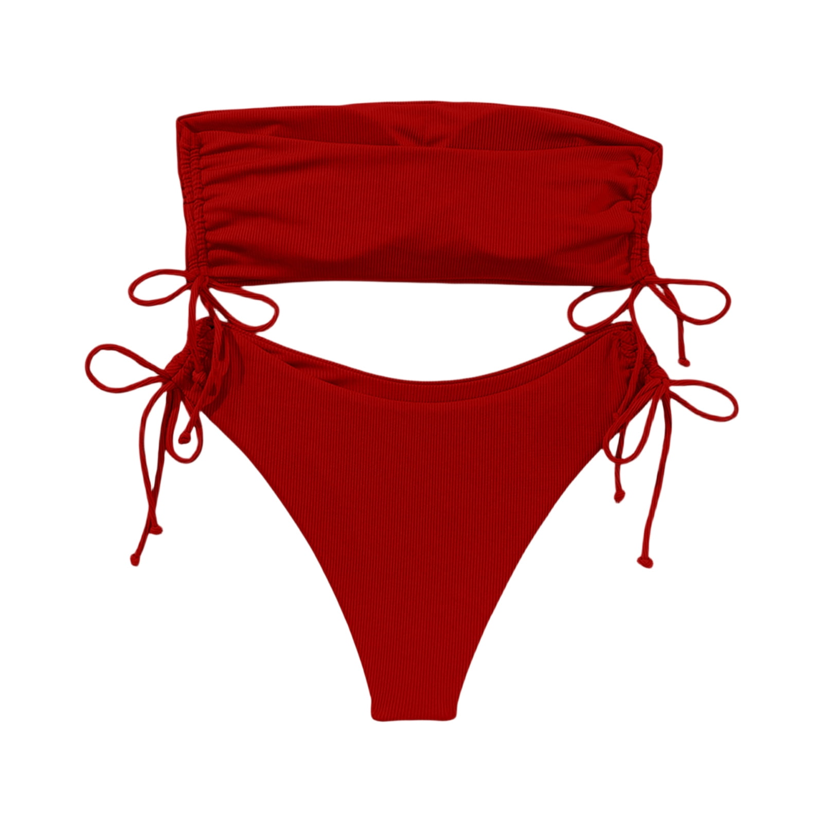 Minjewel Women's Solid Color Sexy Strapless Bikini Two Piece Swimsuit ...