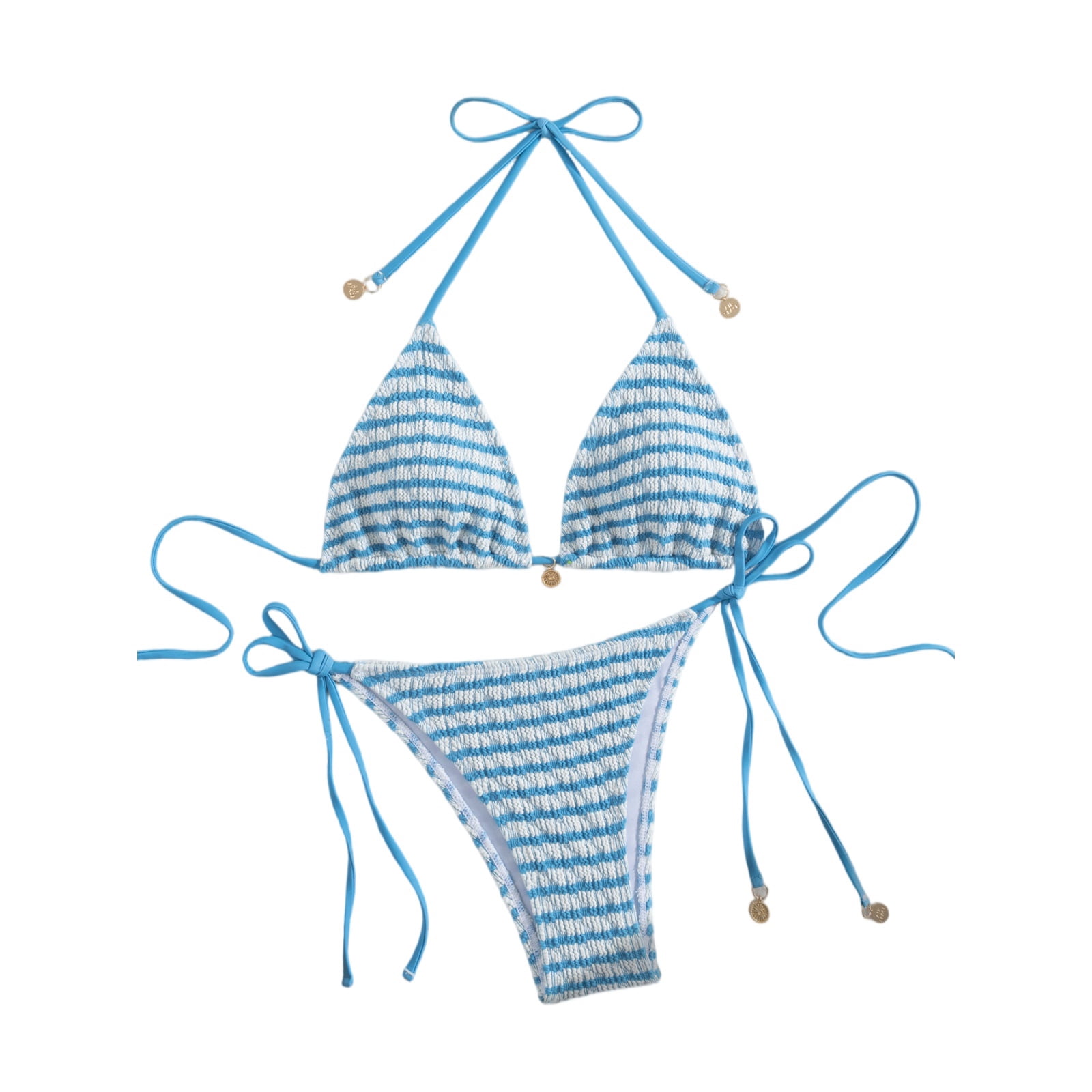 Minjewel Womens Swimsuits - Chic Tie Halter Bikini Solid Two Piece with ...