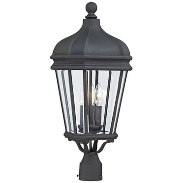 Vaxcel Lexington 1 Light Dusk to Dawn Black Outdoor Post Lamp Clear ...