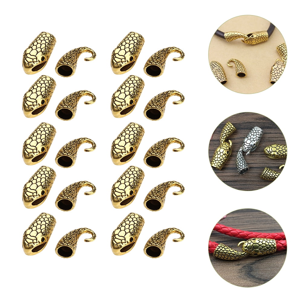 Minkissy 10 Pairs Golden Snake Head and Tail Connectors Jewelry Hooks ...