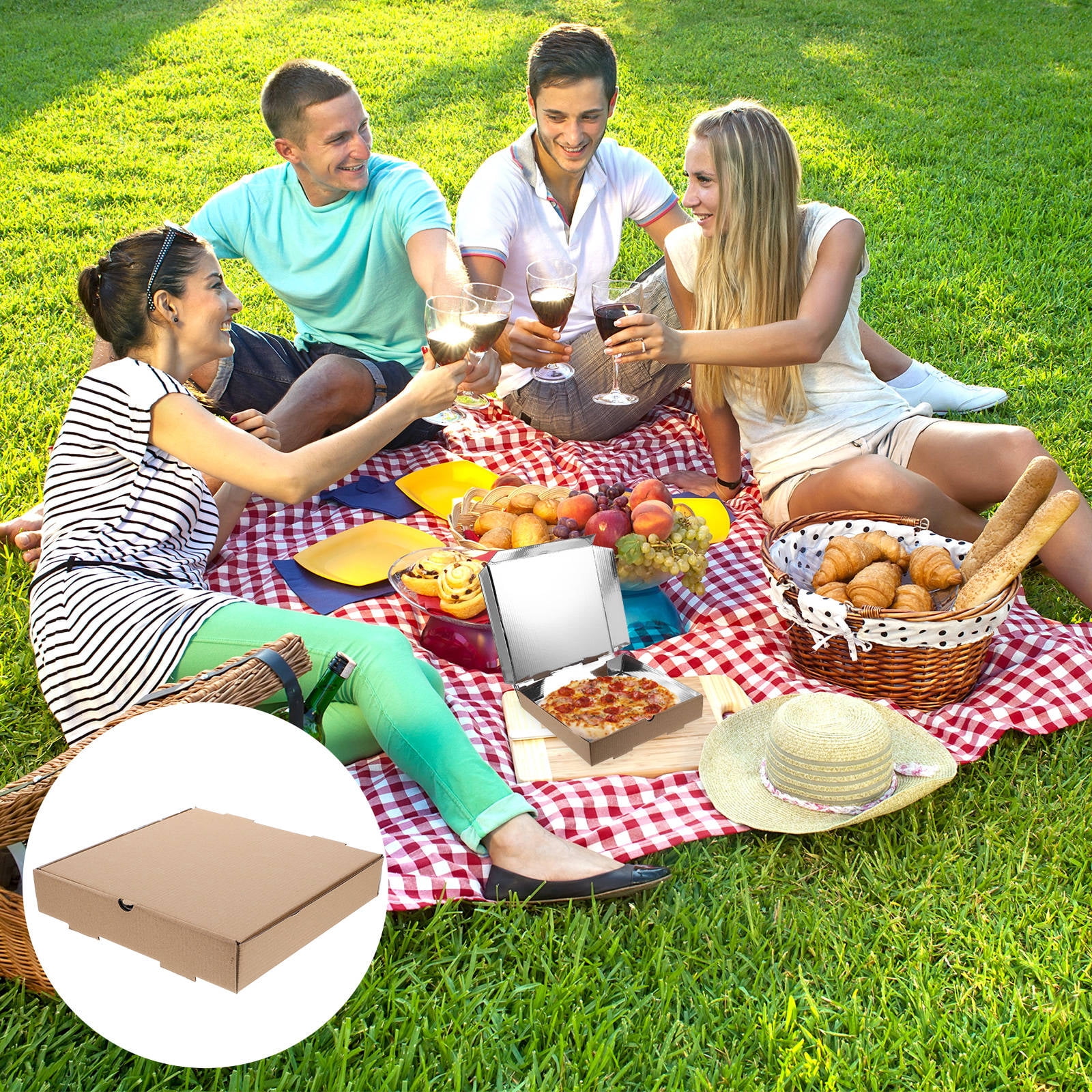 Minkissy 10Pcs Corrugated Pizza Cases with Kraft Paper for Fast Food ...