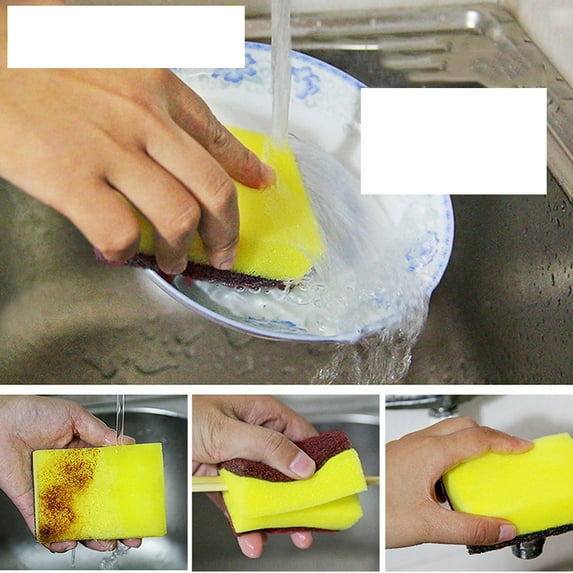 Minkissy 10Pcs Kitchen Cleaning Sponge with Powerful Scrubbing Surface ...