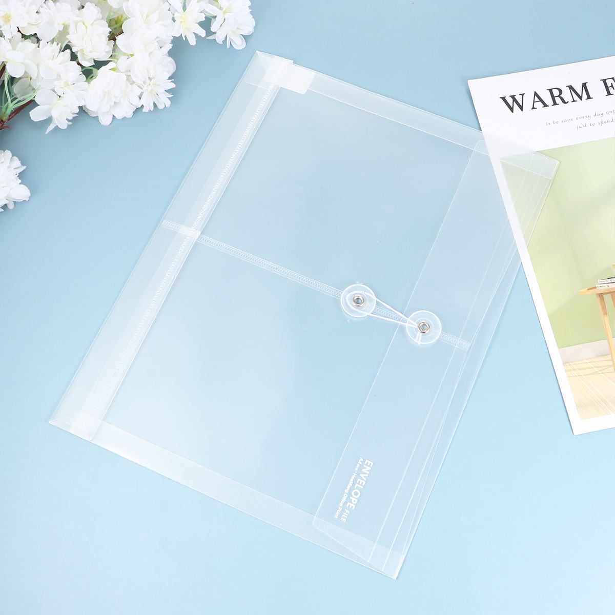 Minkissy 10Pcs Waterproof Transparent Document Folder with String ...