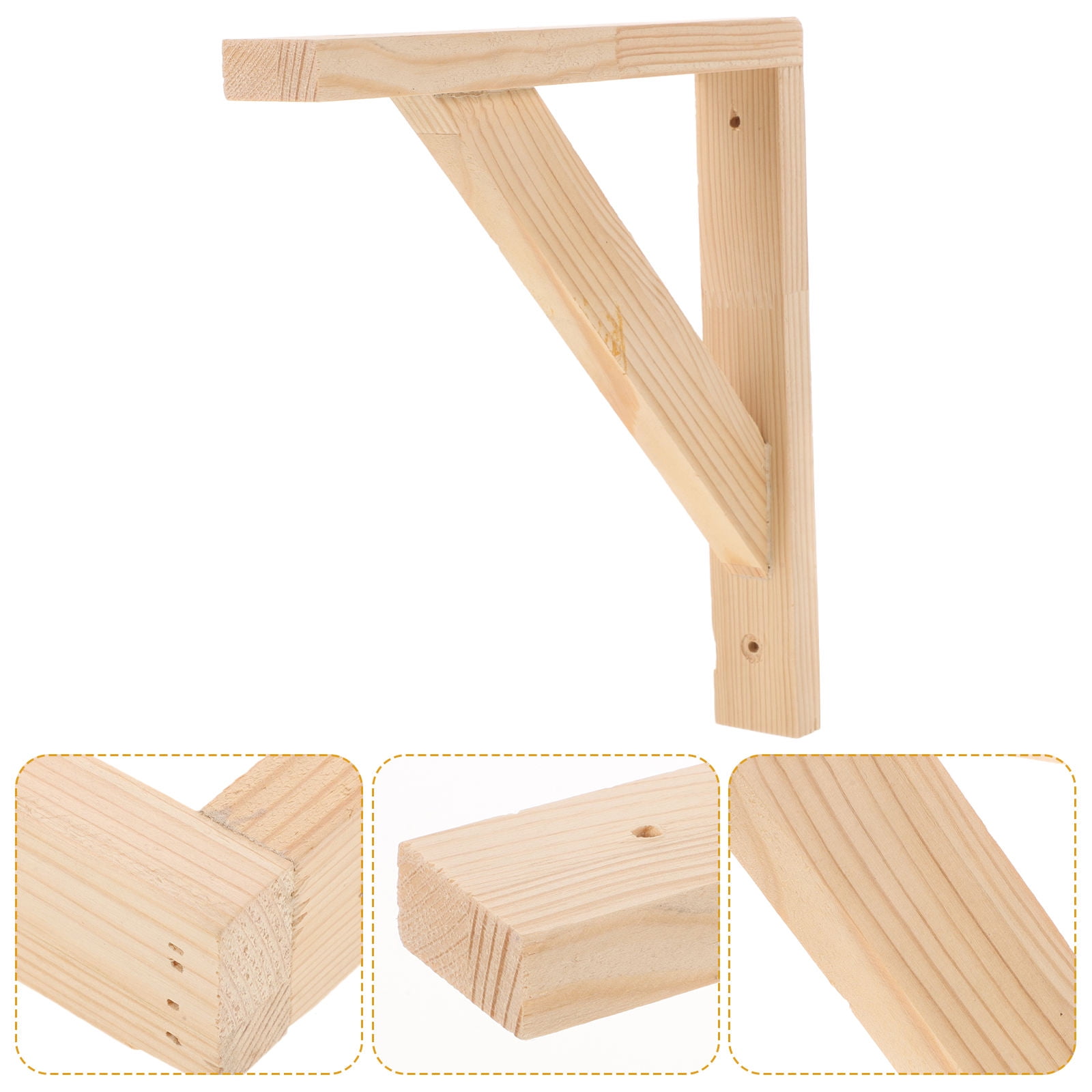 Minkissy 1Pack Triangular Shelf Bracket Beige Solid Wood Wall Mount ...