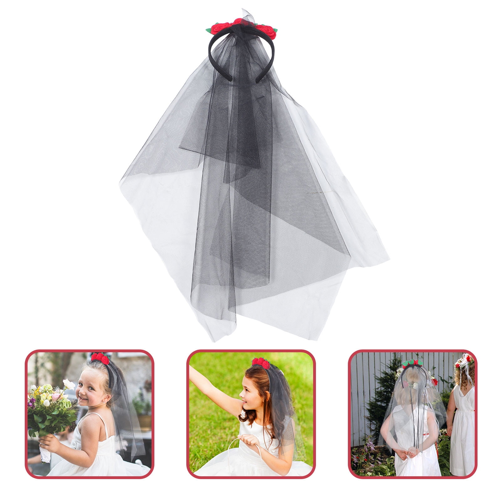 Minkissy 1Set Flower Girl Headpiece Circular Mesh Yarn Stretchable ...