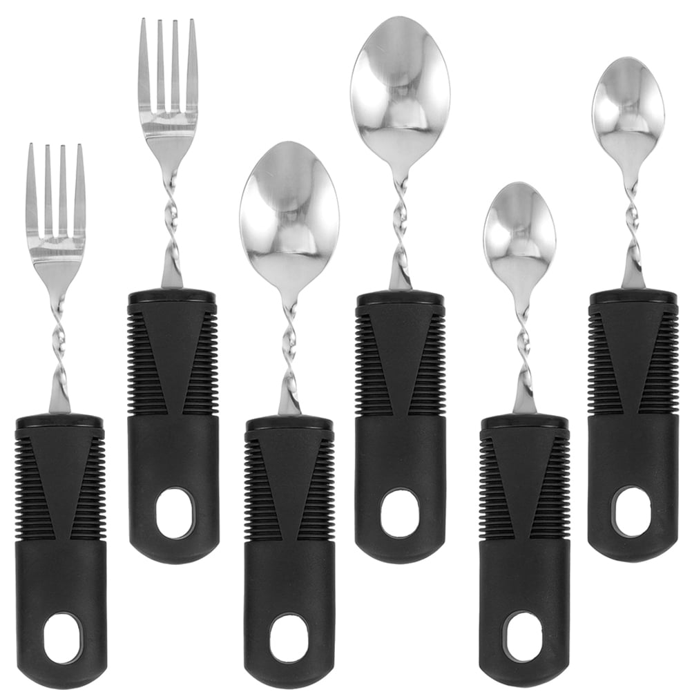 Minkissy 2 Sets Bendable Ergonomic Silverware for Elderly with Rubber ...