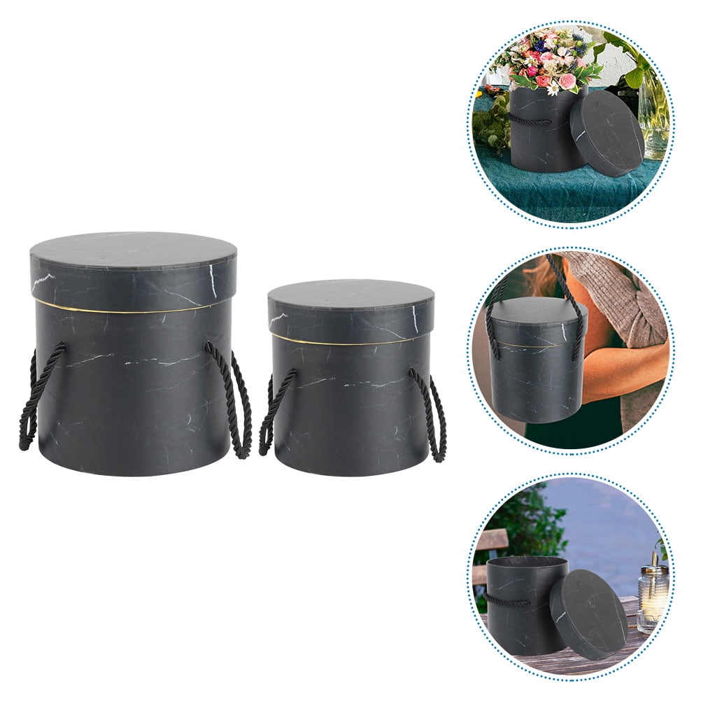 Minkissy 2Pack Black Paper Floral Buckets for Flower Packaging Garden ...