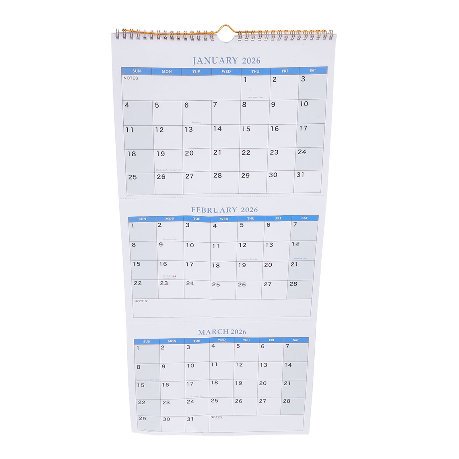 Minkissy 3 Month Calendar Vertical Wall Calendar Sky Blue Rectangular ...