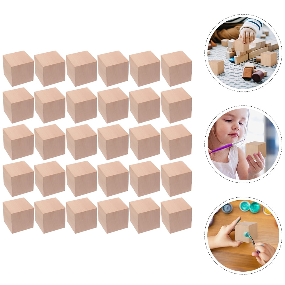 Minkissy 30Pcs Pine Wood Building Blocks for Creative Play and Hand Eye ...