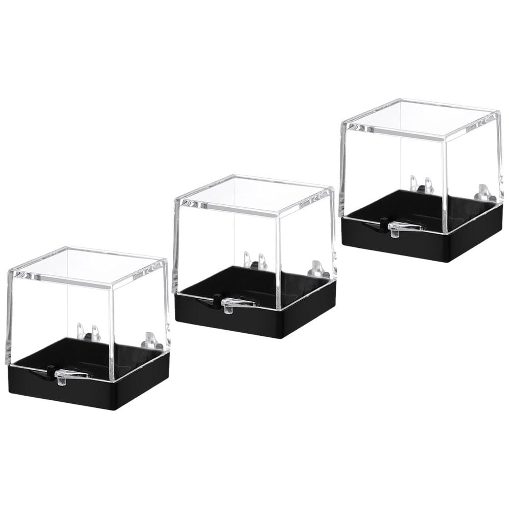 Minkissy 3Pcs Mineral Storage Boxes Transparent Plastic Square ...