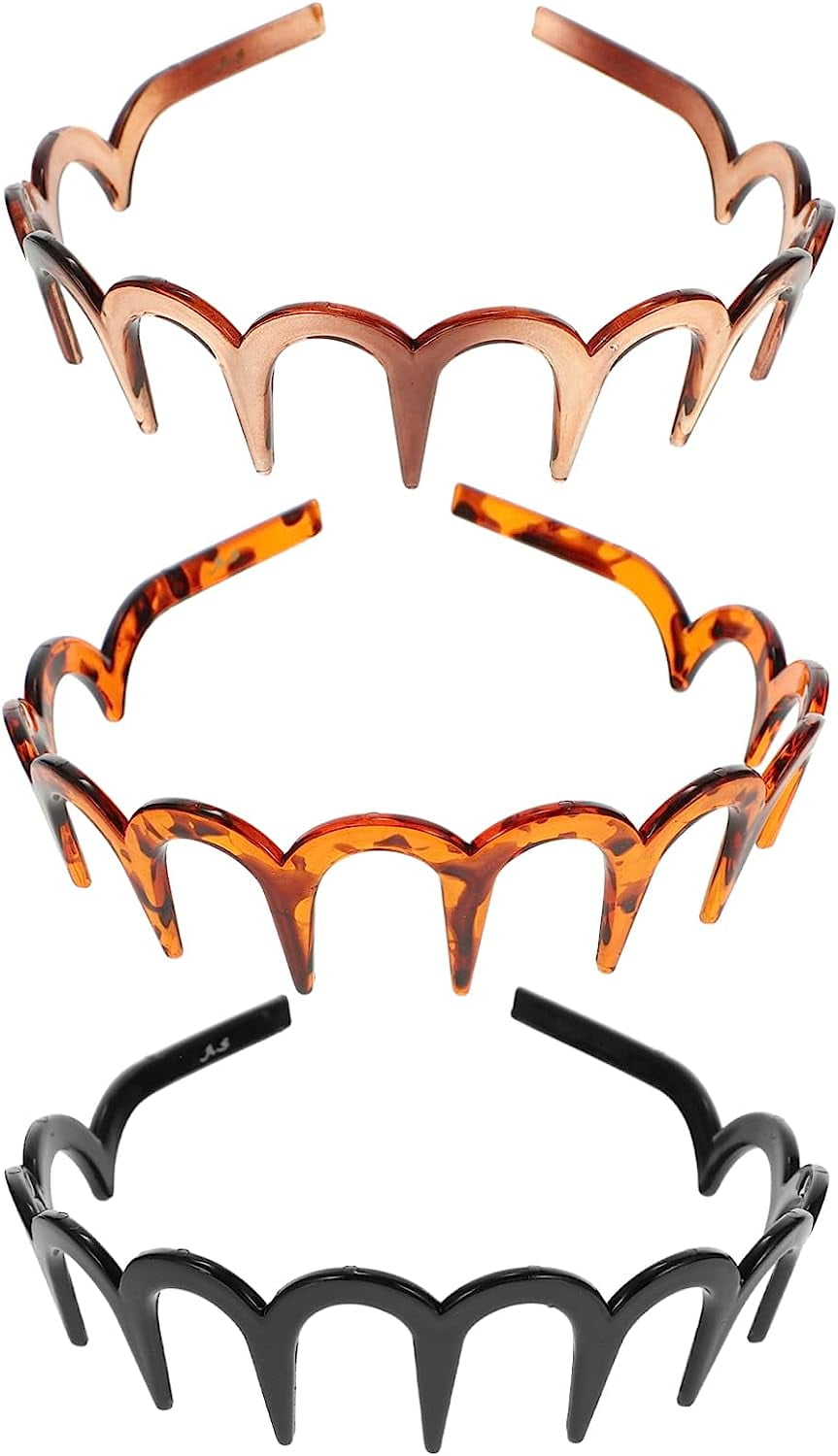 Minkissy 3Pcs Zig Zag Black Plastic Sharks Tooth Hair Comb Headband ...