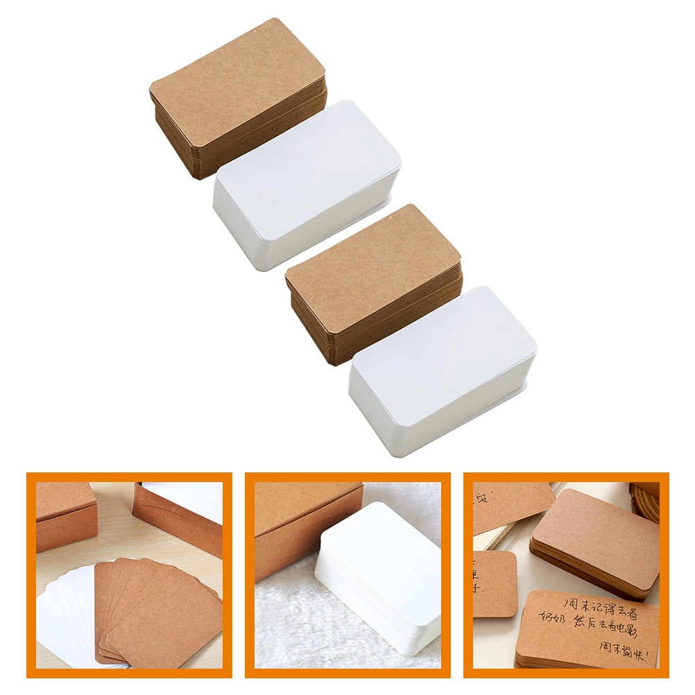 Minkissy 4 Packs Note-taking Blank Cards for Vocabulary Recording Kraft ...