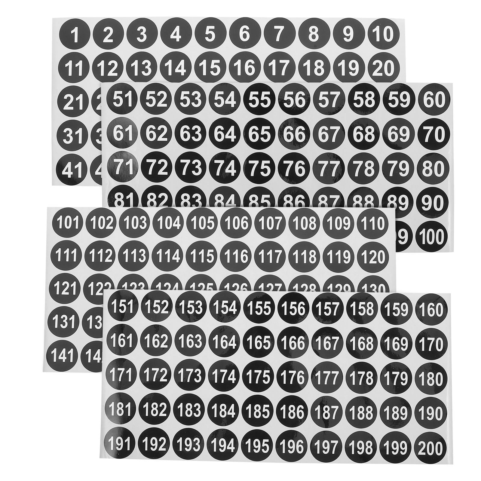 Minkissy 4 Sheets Self Adhesive Numbers Black Vinyl Round Numbering ...
