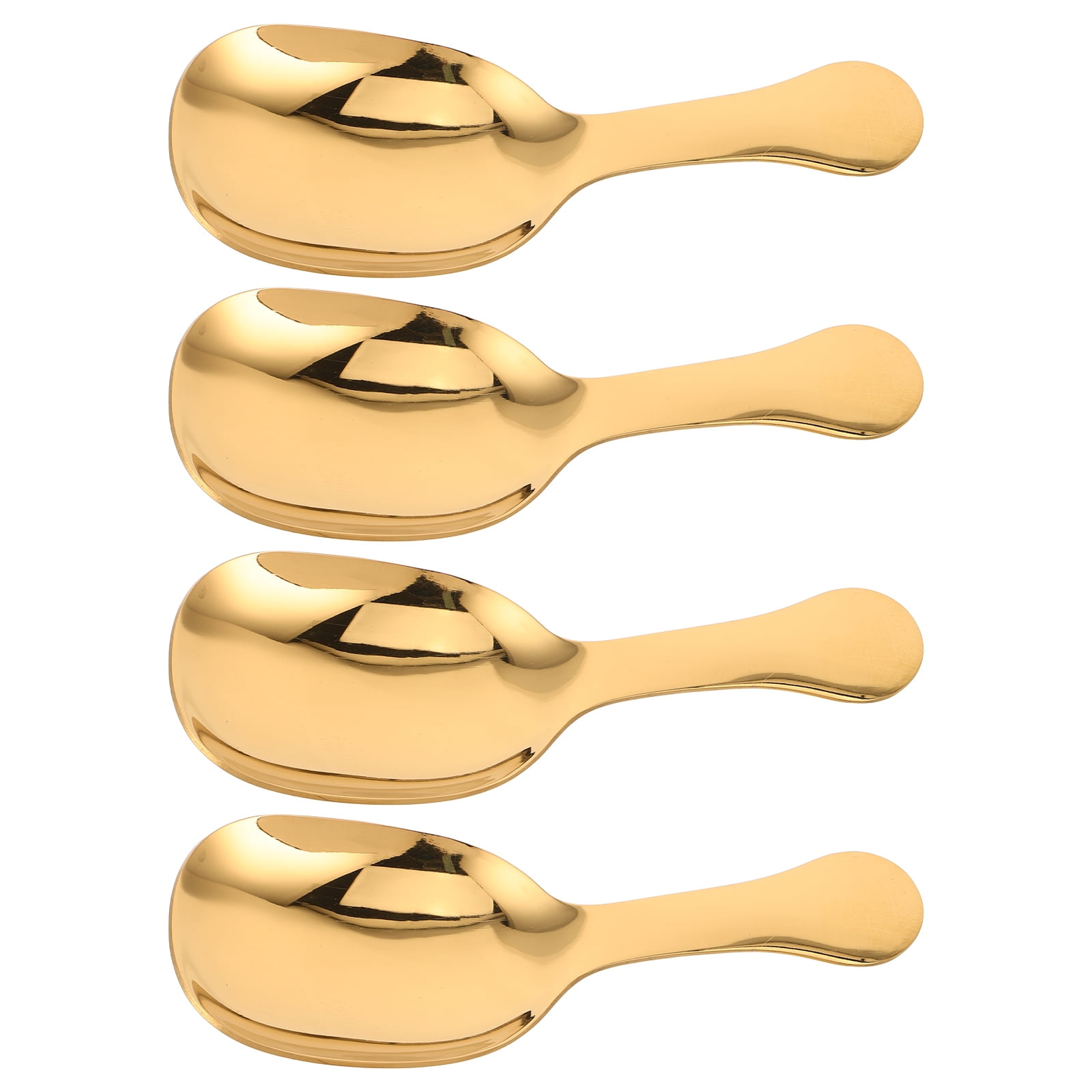 Minkissy 4-Piece Golden Stainless Steel Cooking Spoons Set Metal ...