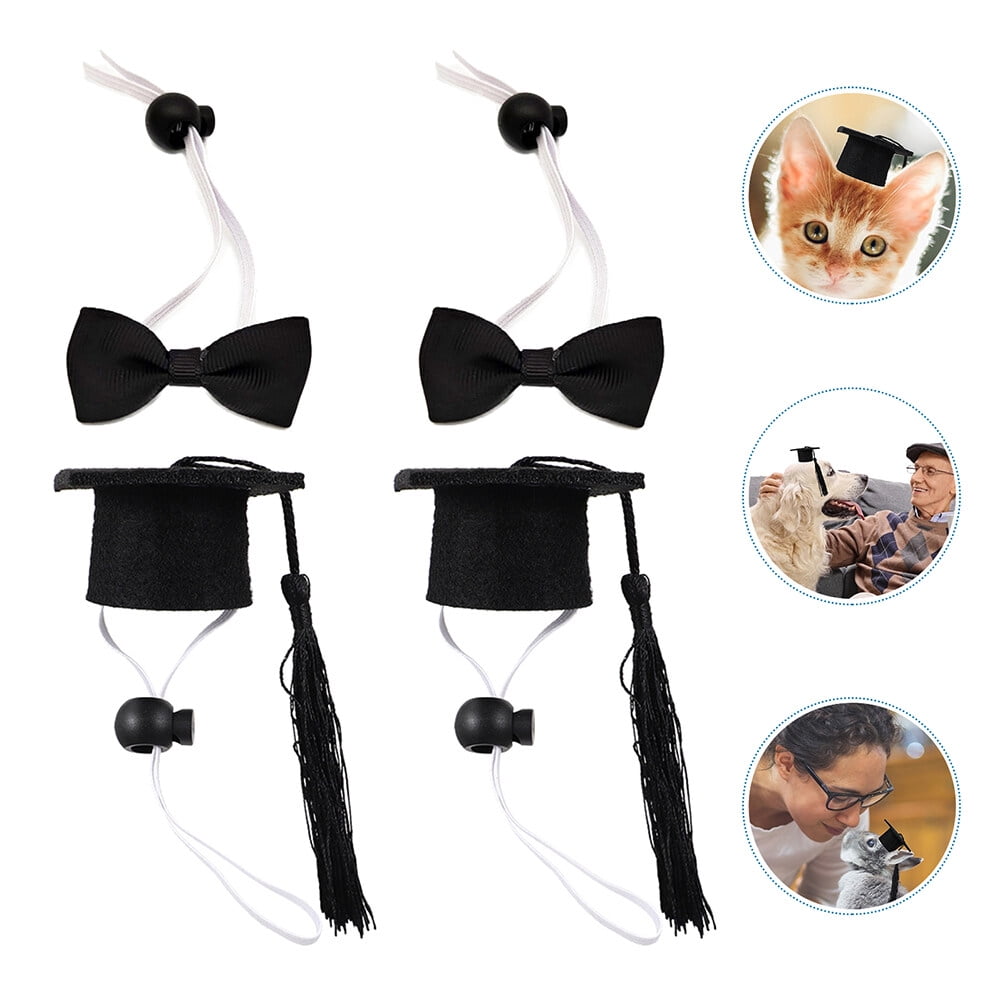 Minkissy Pet Owners Black Cloth 4Pcs 2.8x1.4x0.2in Mini Graduation Hats ...