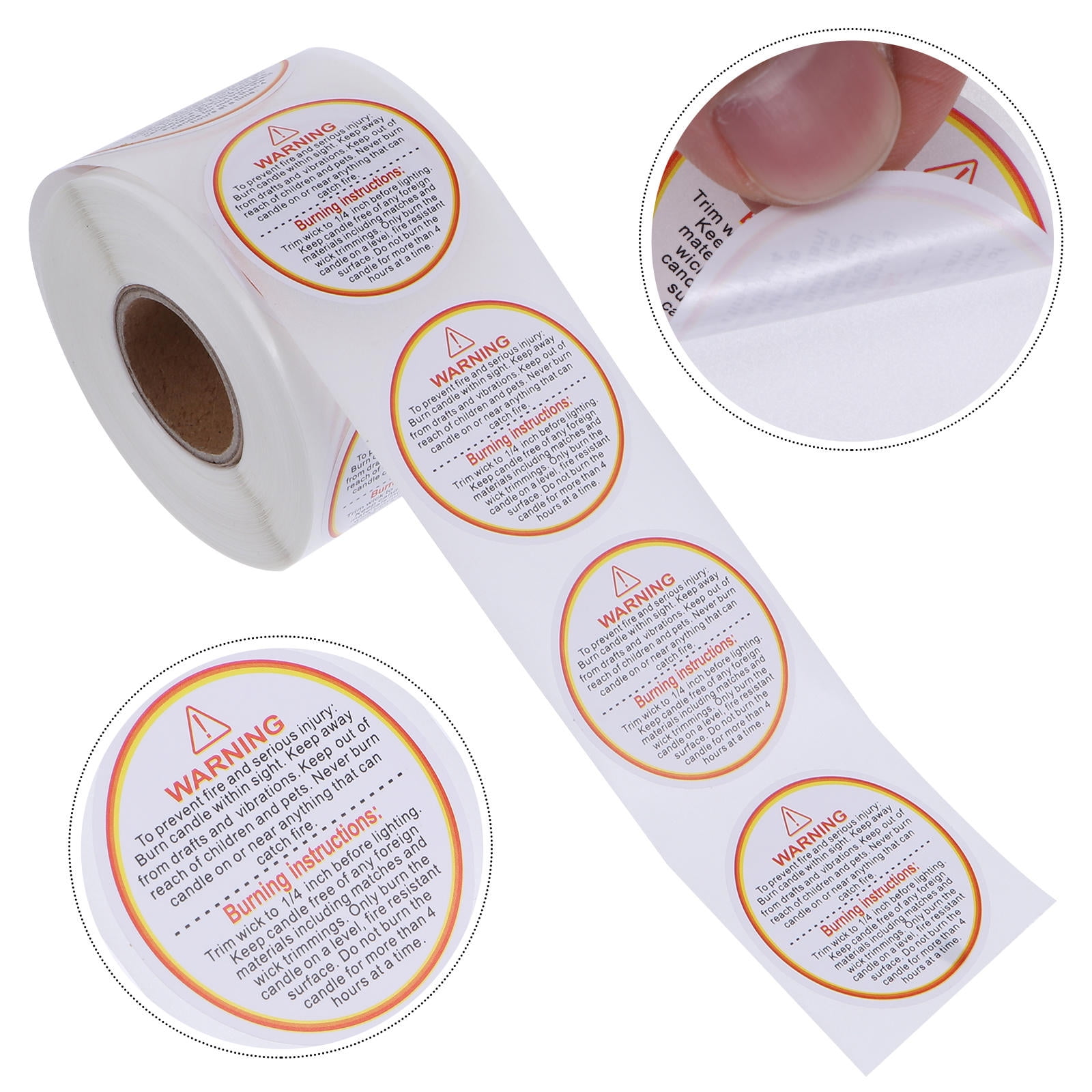 Minkissy 500Set Removable Warning Decals for Candles White Paper ...