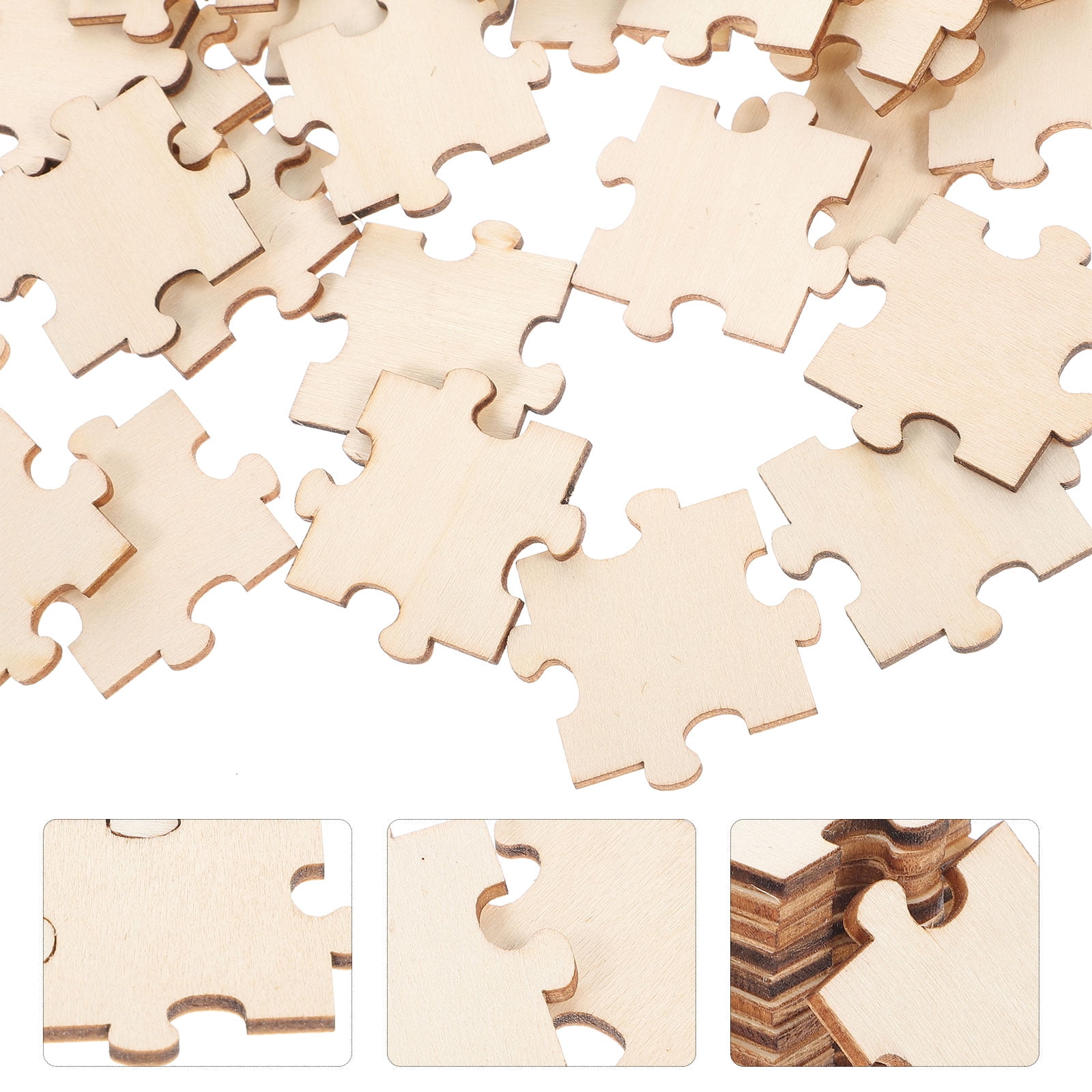 Minkissy 52Pack Unfinished Puzzle Pieces Craft Big Khaki Square for ...