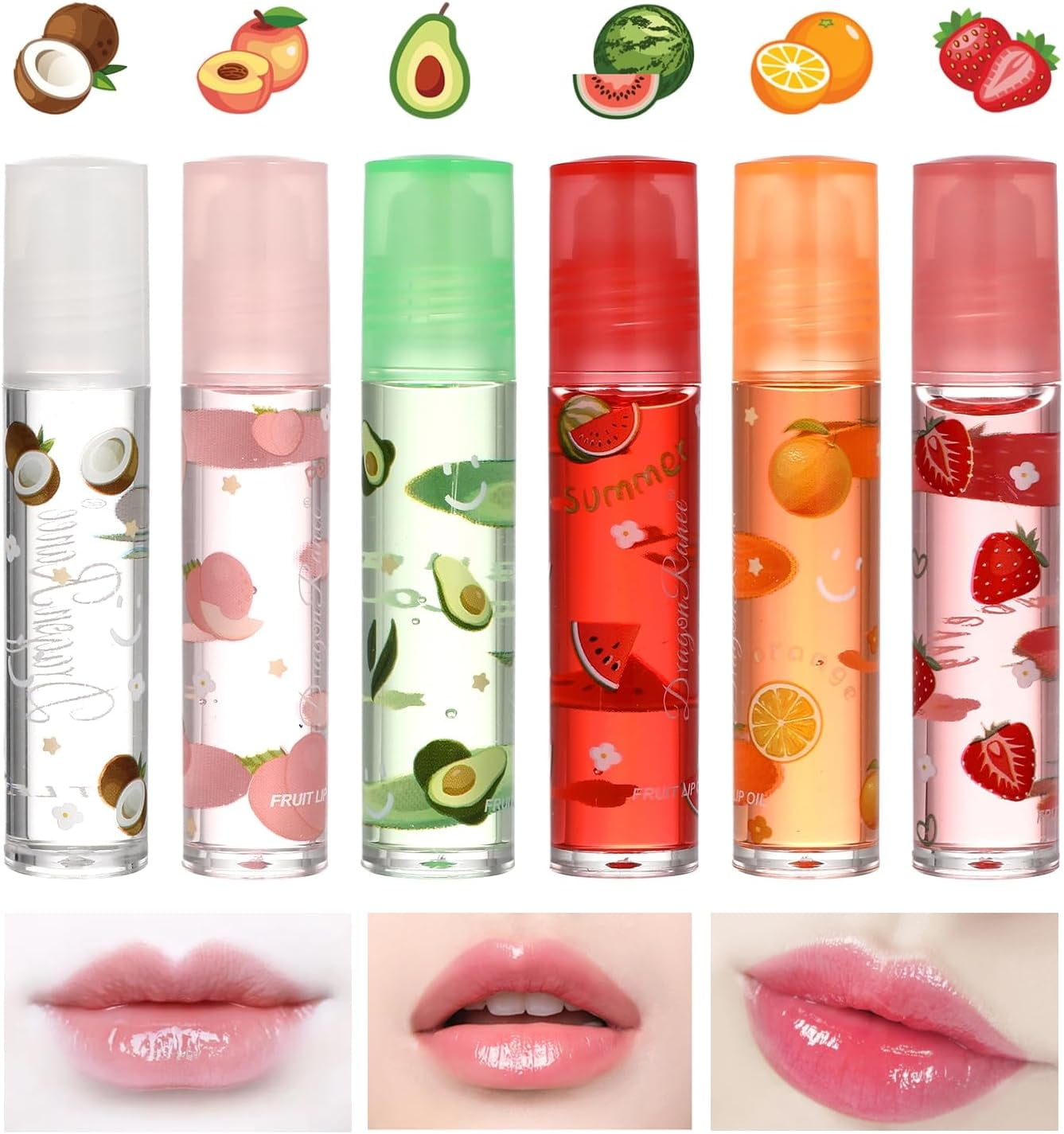 Minkissy 6pcs Lip Gloss Set Fruit Flavored Moisturizing Lipsticks ...