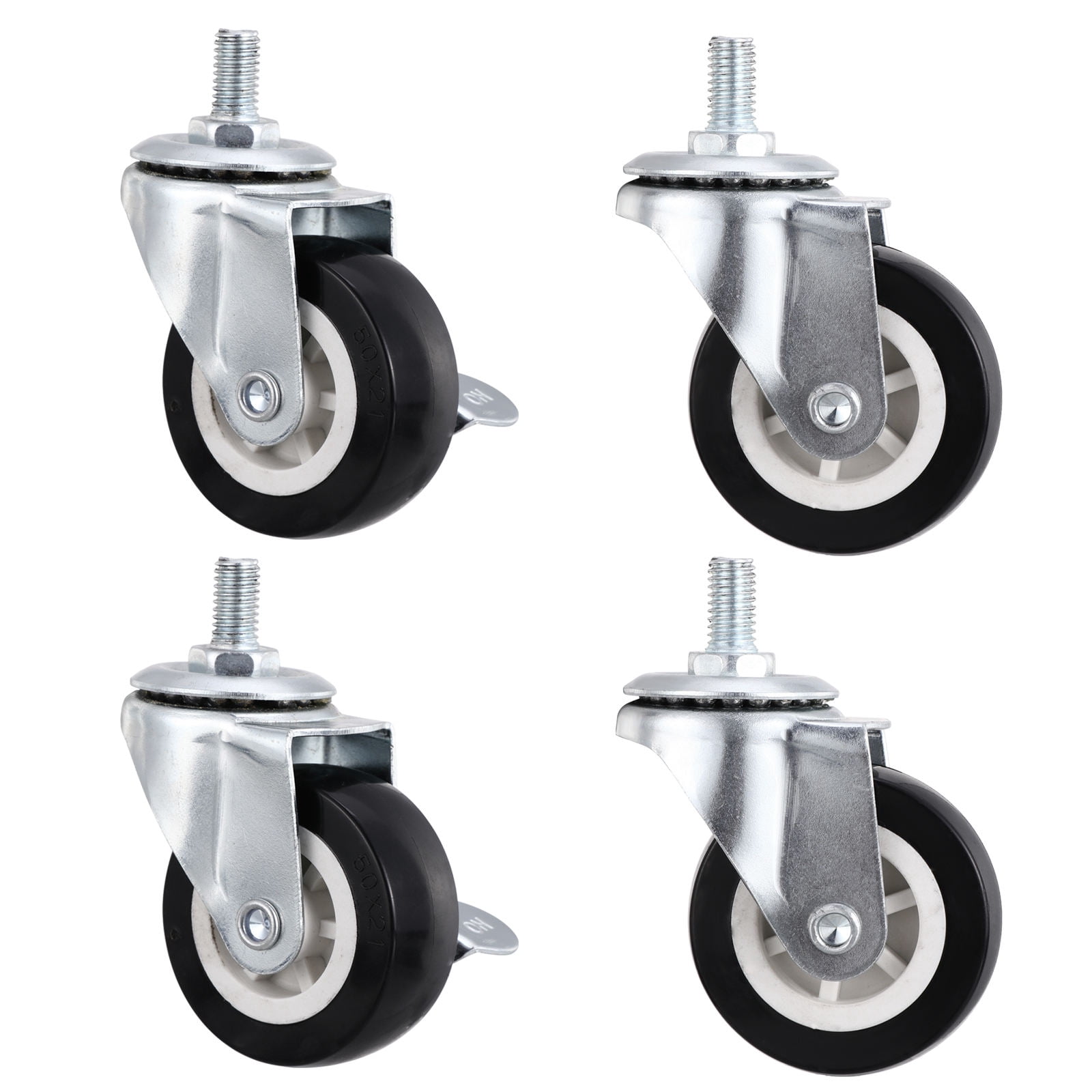 Minkissy Assorted Color Caster Wheels Threaded Stem Swivel Casters for ...