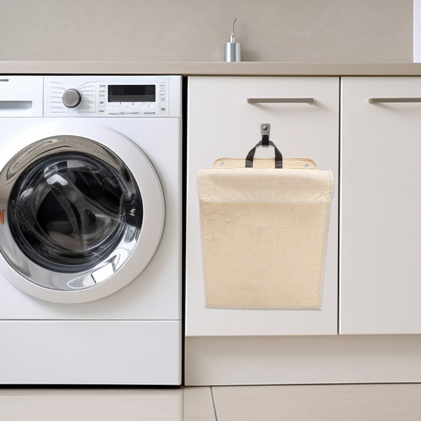 Minkissy Collapsible Laundry Basket Beige Cotton Wall Hanging Easy ...