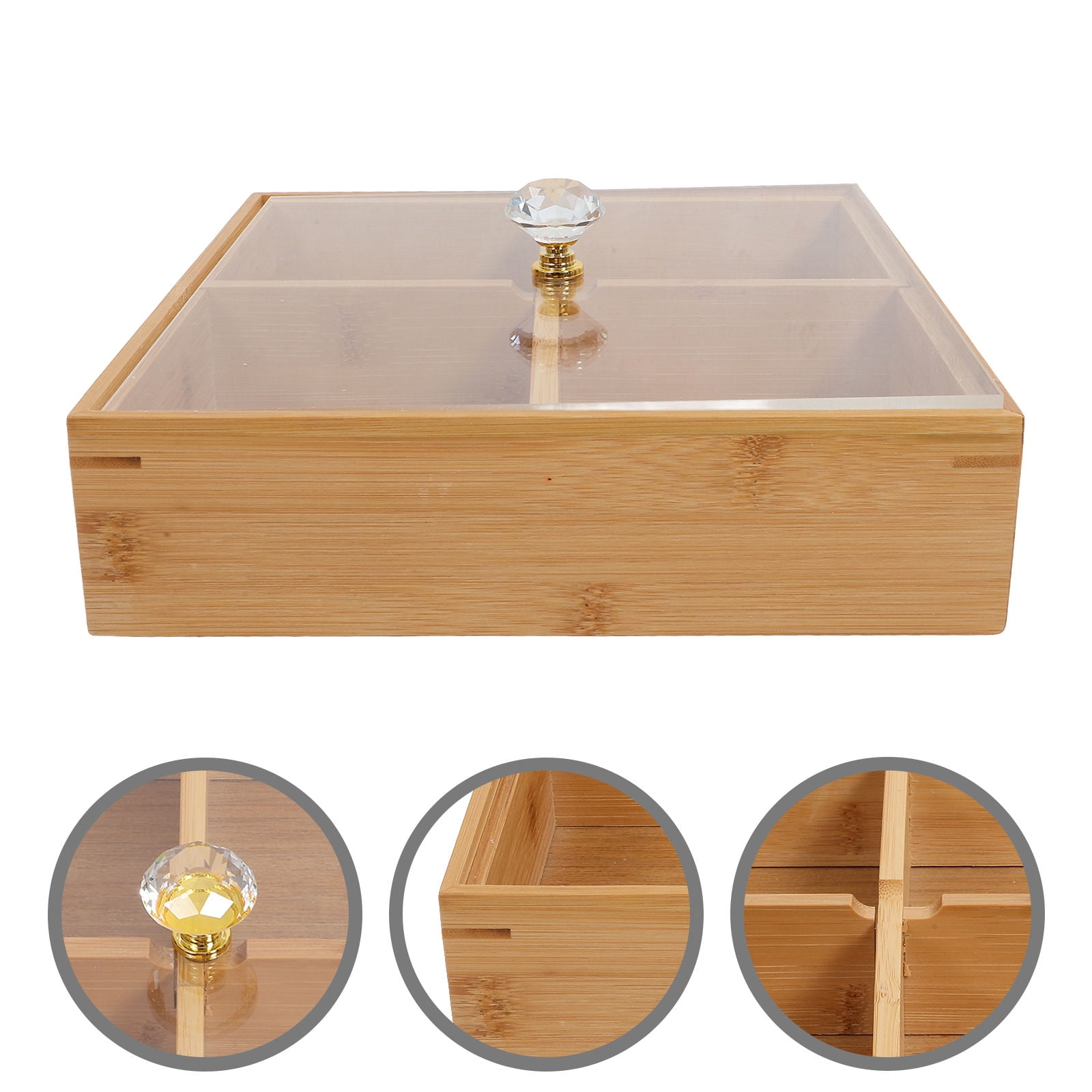 Minkissy Compartment Trays Serving Plate Bamboo Multi Compartment ...