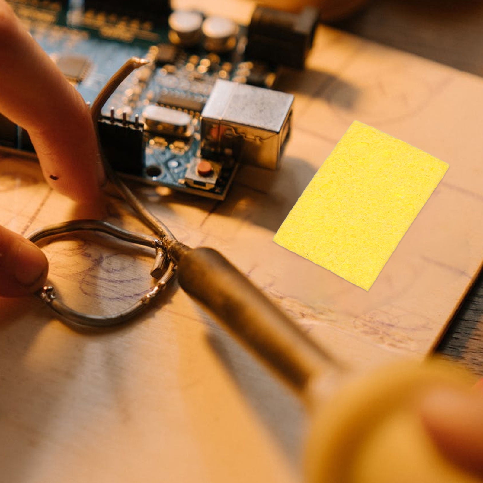 Minkissy Solder Tip Clean Soldering Iron Sponge Yellow 100Pack 2X1.4X0 ...