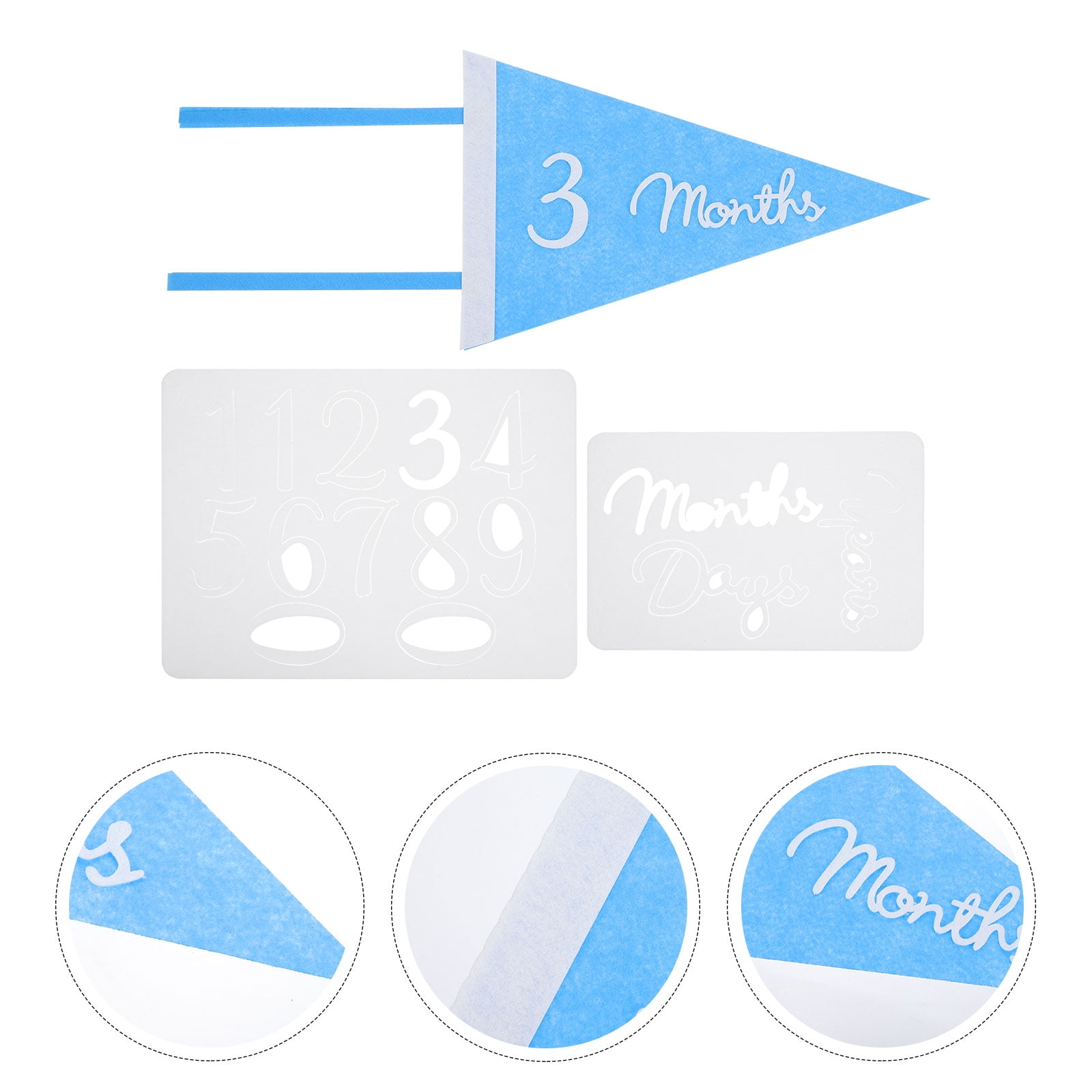 Minkissy Triangle Bunting Flag Baby Milestone Signs Blue Fabric 1 Set ...