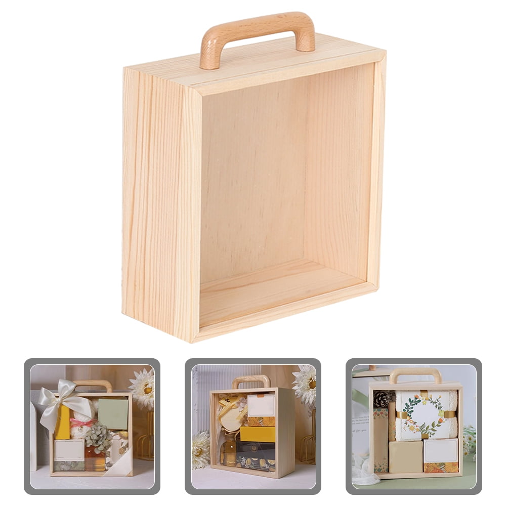 Minkissy Wood Storage Box with Clear Lid for Jewelry, Decorative ...