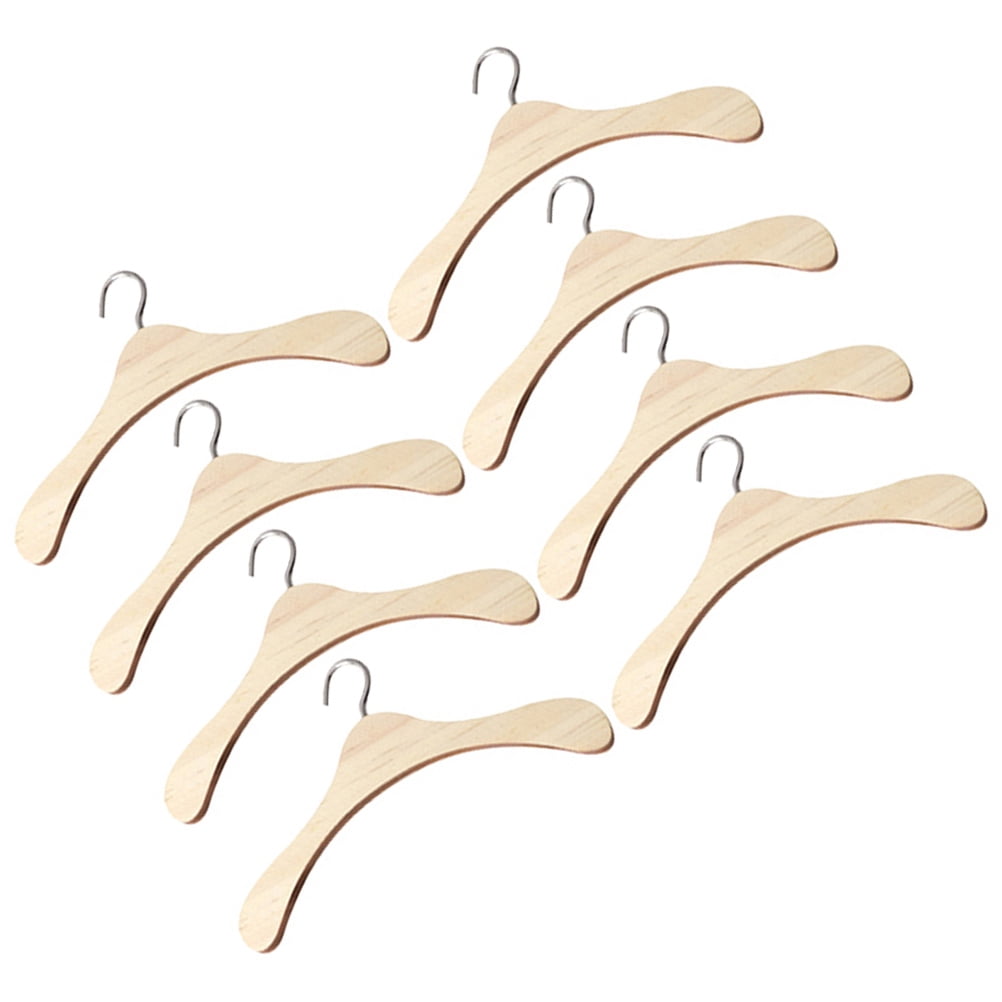 Minkissy Wooden Miniature Clothes Hangers for Dolls Keep Clothes Neat ...