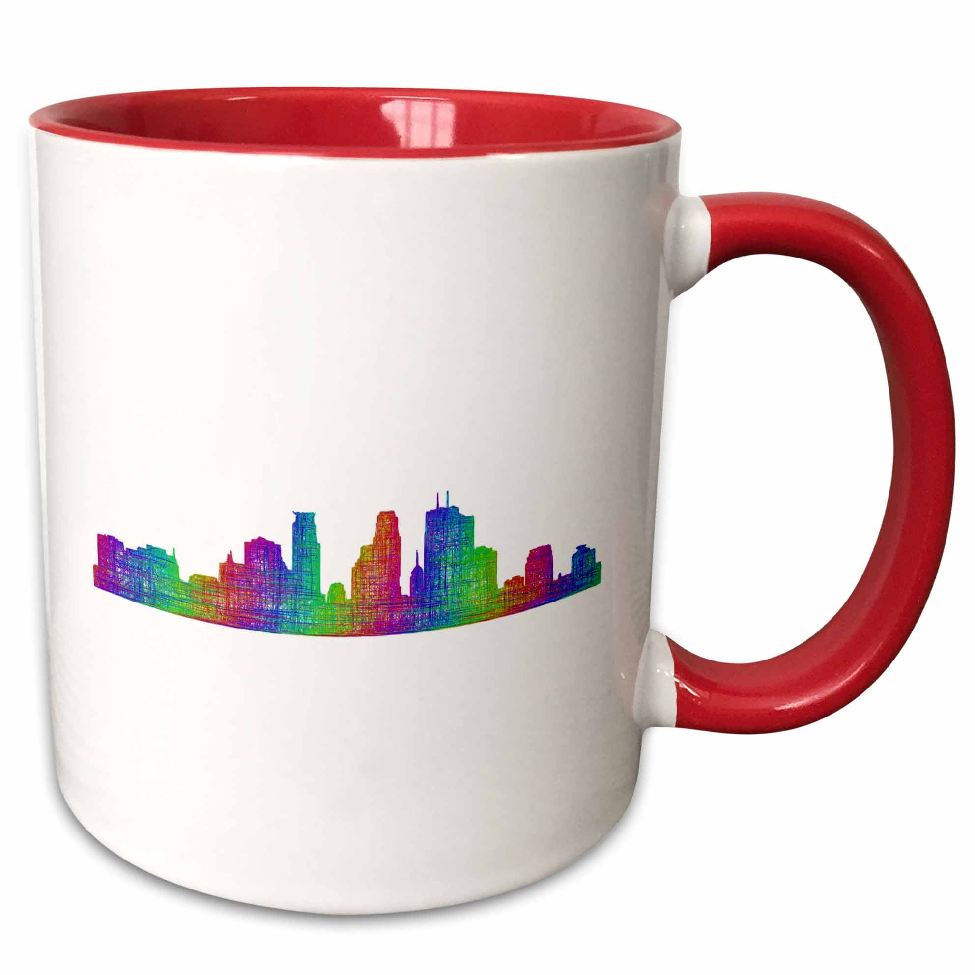 3drose, Minneapolis City Skyline - Multicolor Line Art, 15oz Two-tone ...