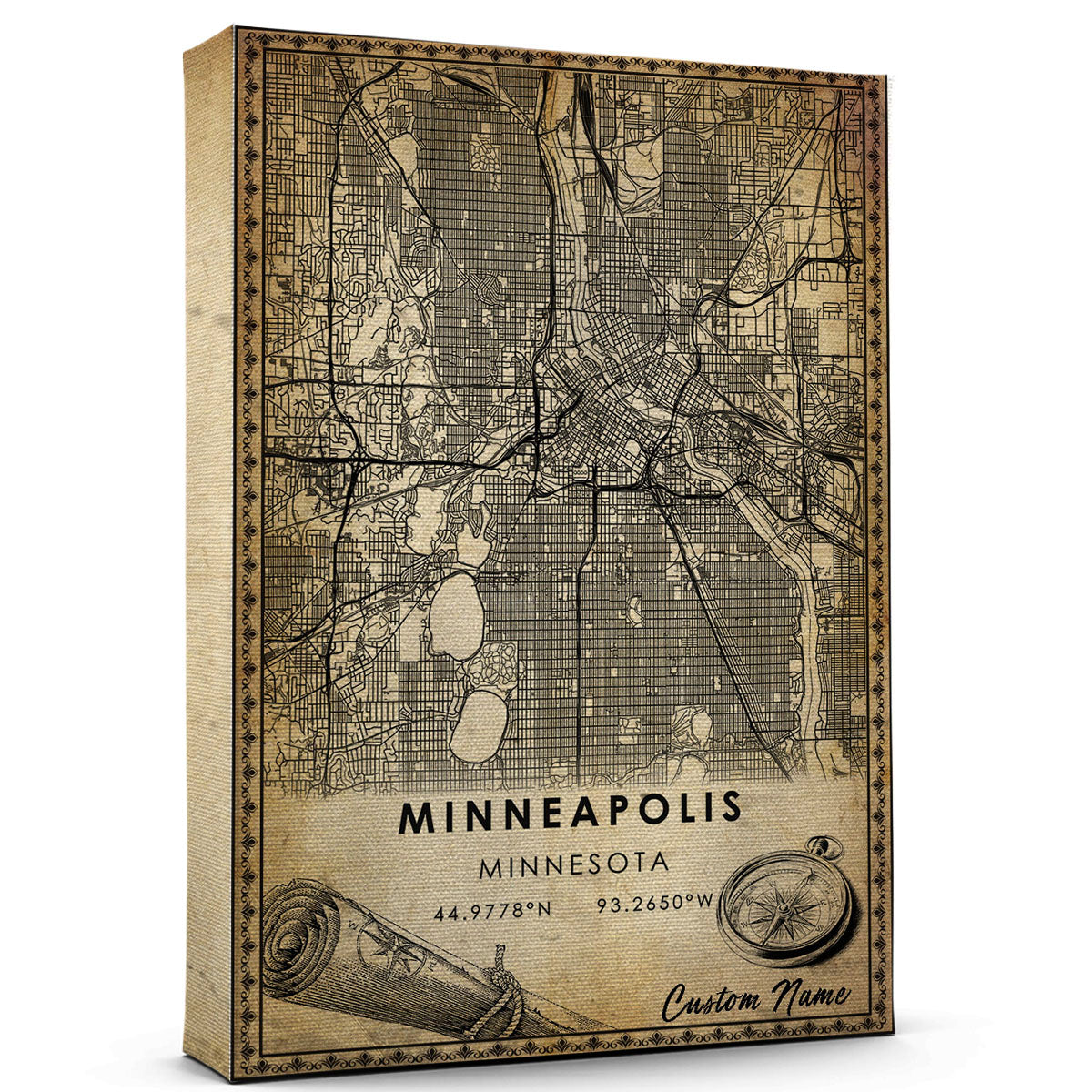 Minneapolis Map Poster, Minnesota Map Art Poster, Canvas, Minneapolis ...