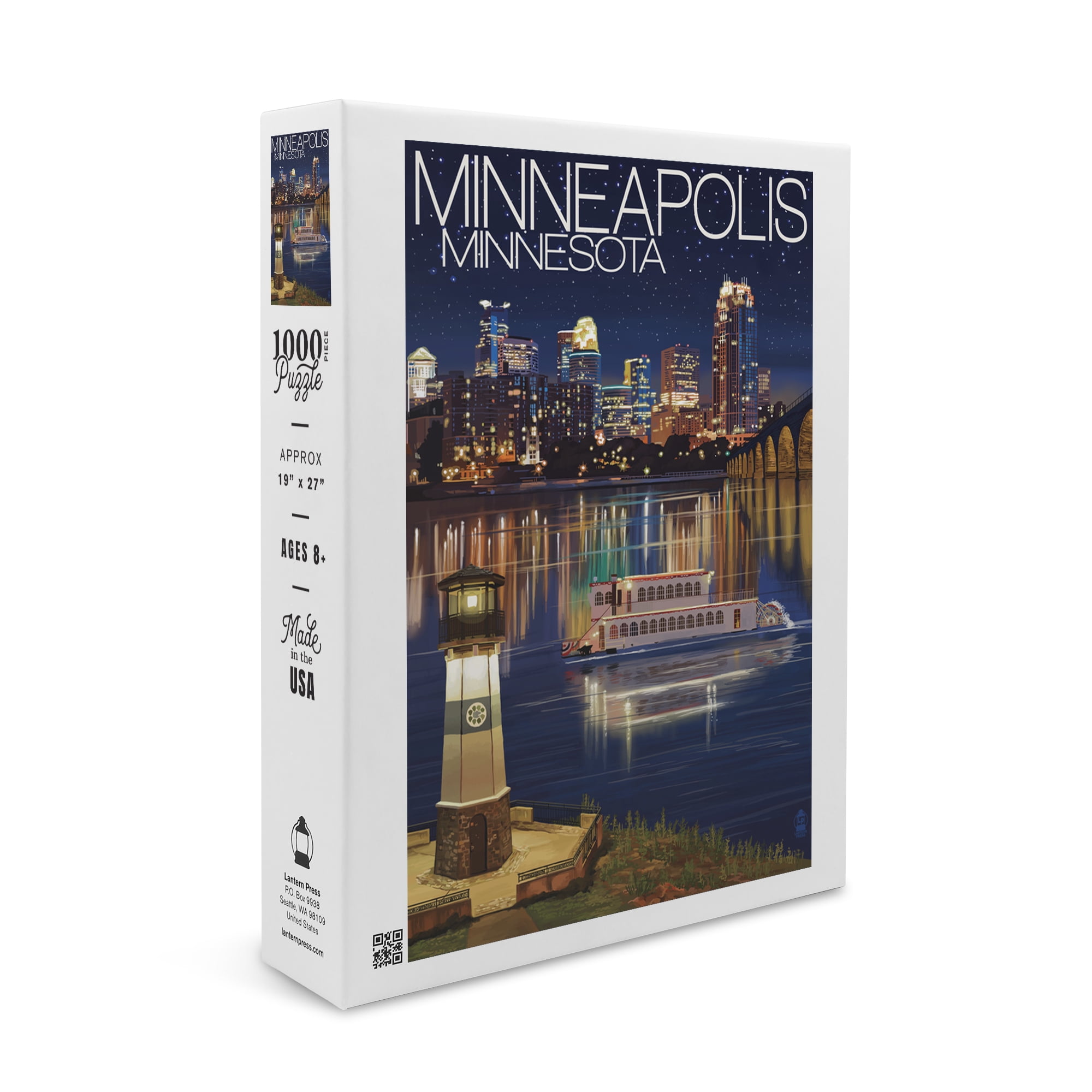 Minneapolis, Minnesota, Skyline at Night (1000 Piece Puzzle, Size 19x27 ...