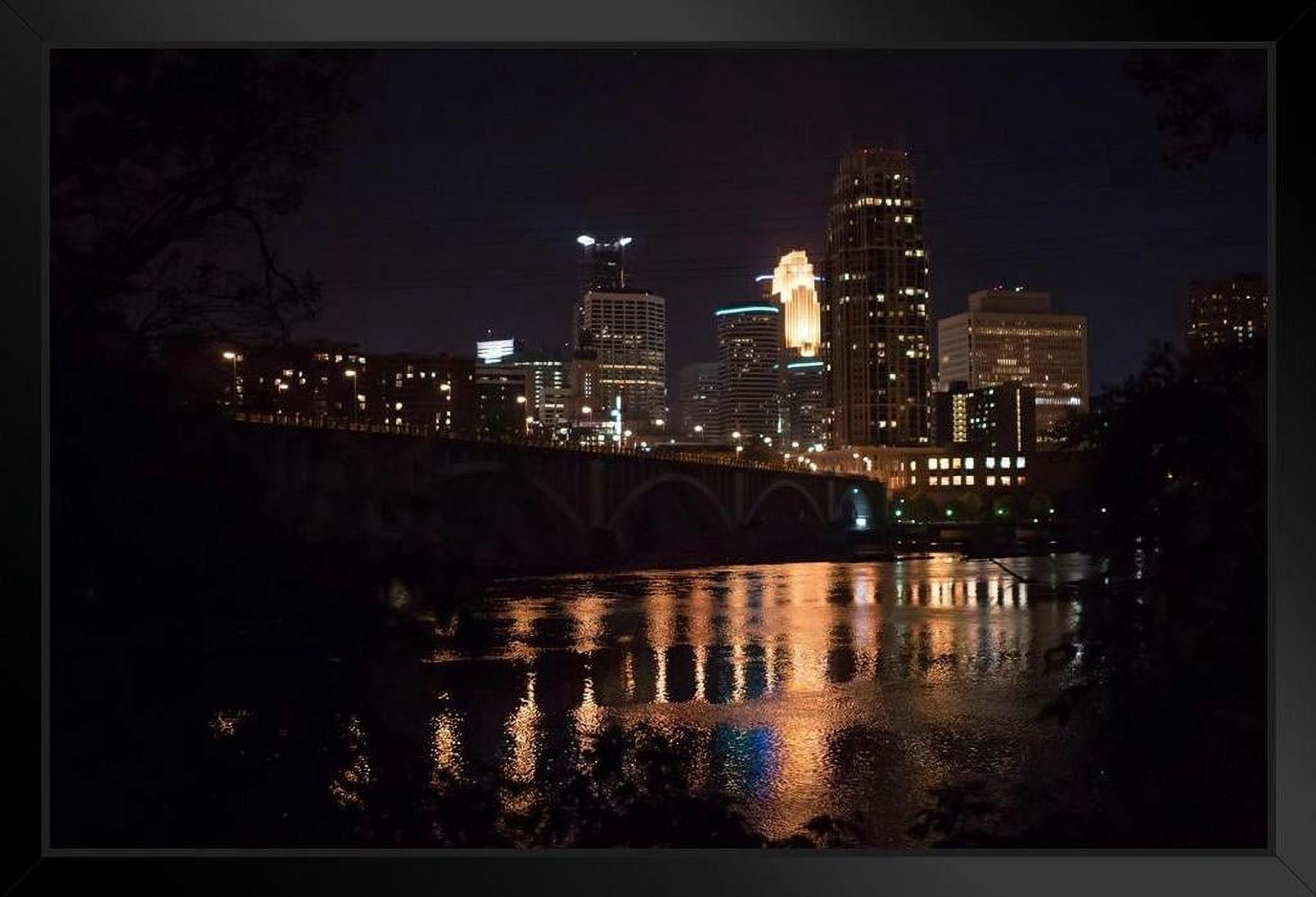 Minneapolis Minnesota Skyline at Night Photo Photograph Art Print Stand ...