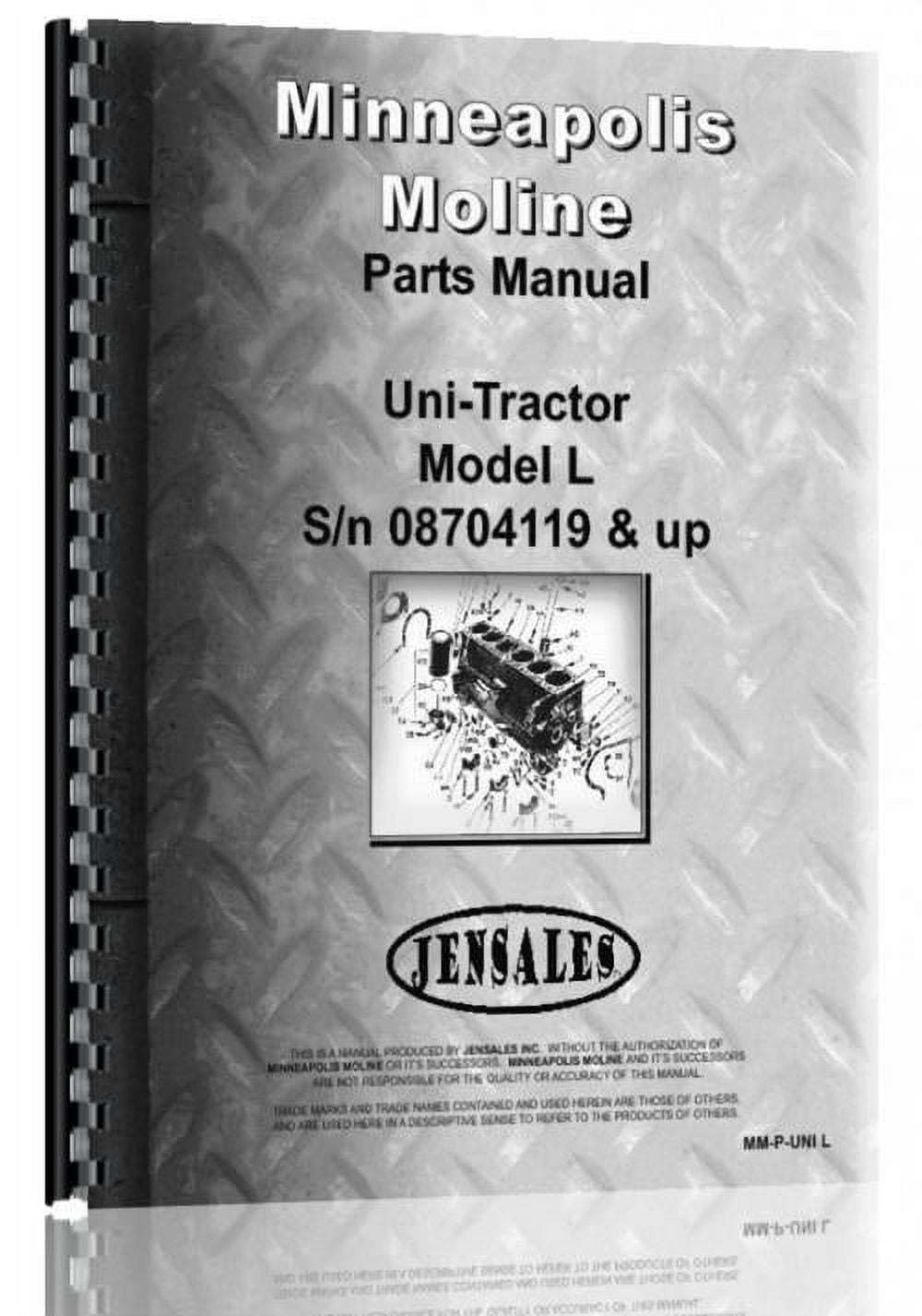 Minneapolis Moline Uni-Tractor Tractor Parts Manual - Walmart.com