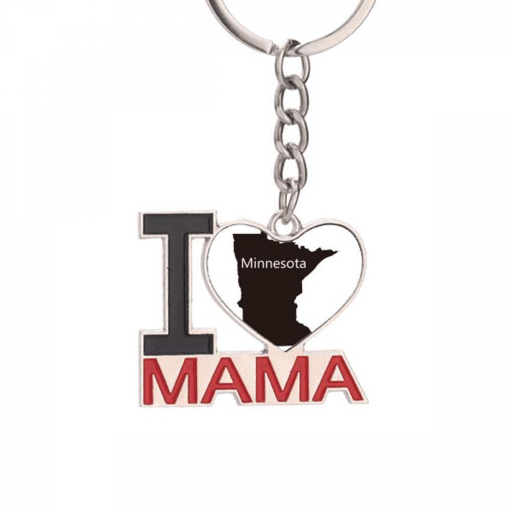 Minnesota America USA Map Outline Keychain Metal Keyring Holder Love ...