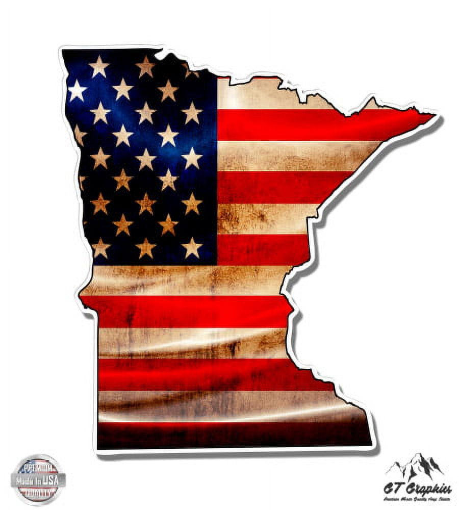 Minnesota American Flag - 8" Vinyl Sticker - For Car Laptop I-Pad ...