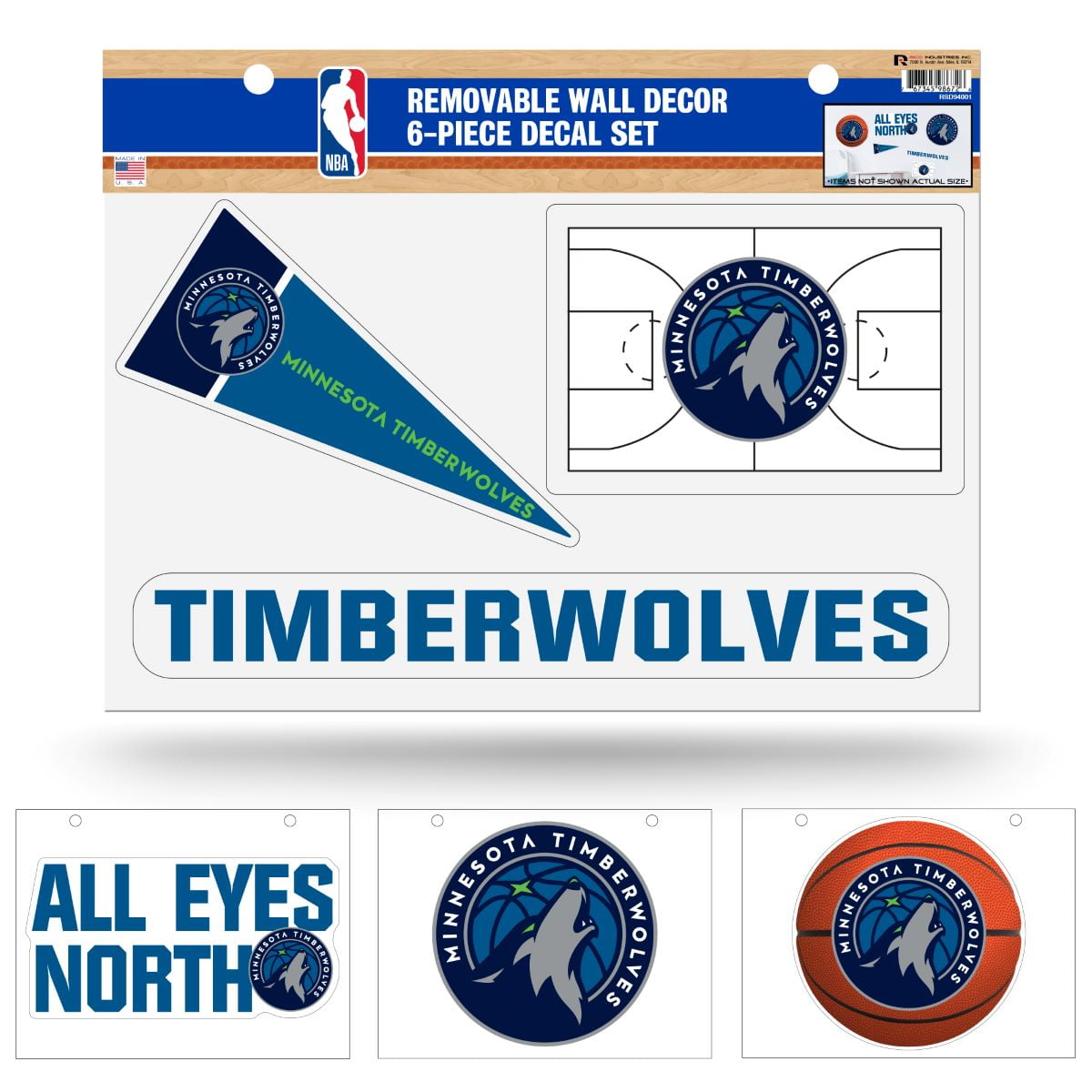 Minnesota Basketball Timberwolves (Set of 6) Individual Easy Peel Die ...