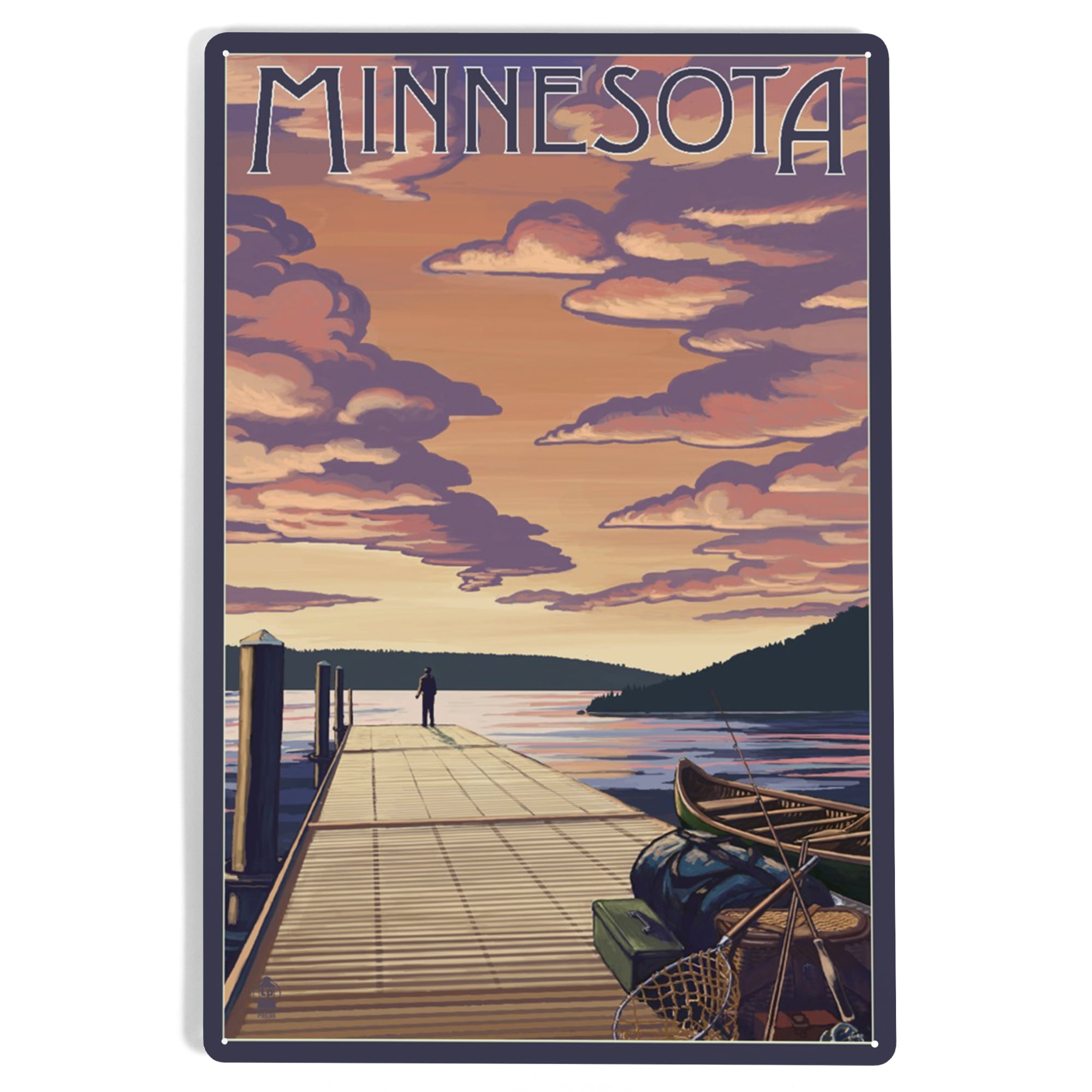 Minnesota, Dock Scene and Lake (12x18 Aluminum Art, Indoor Outdoor ...