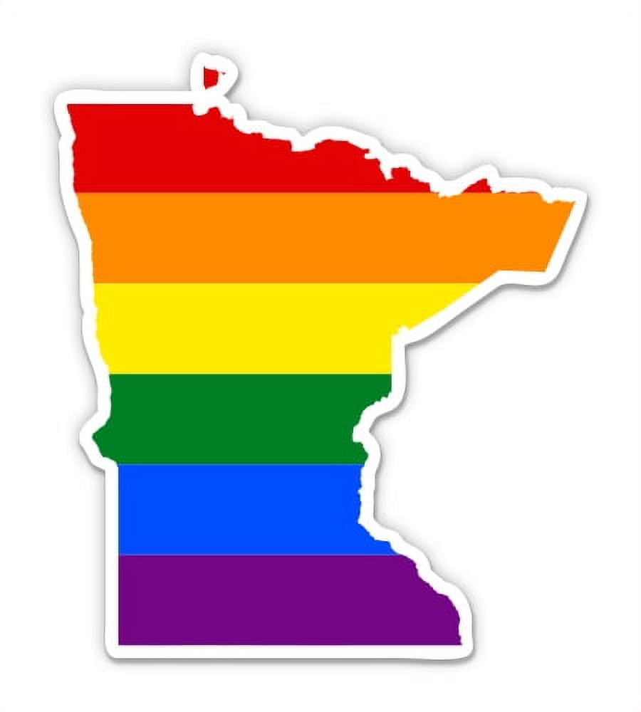 Minnesota Gay Flag State Shape Rainbow Pride LGBT - 12" Vinyl Sticker ...